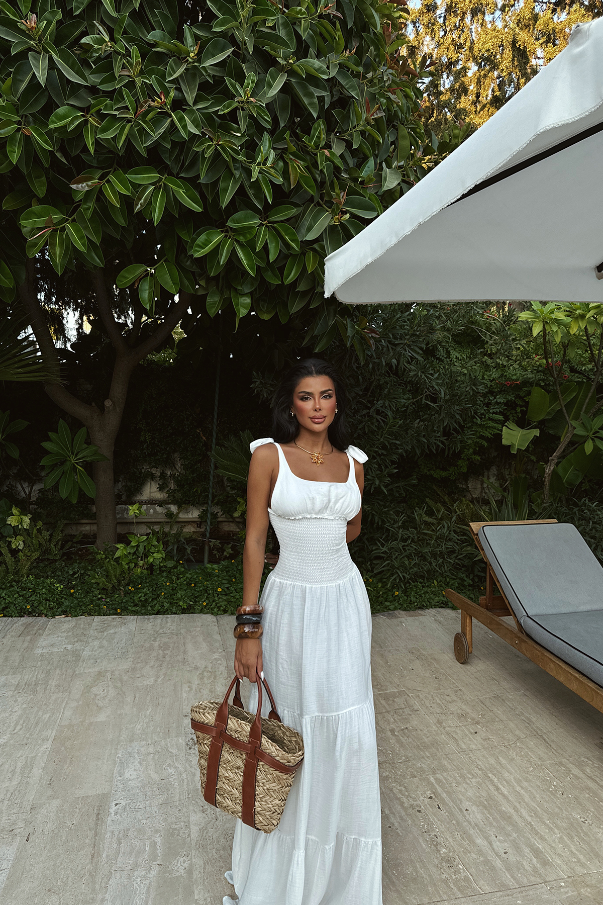 Beyaz Askılı Uzun Elbise ATE-1561 - Eyyo