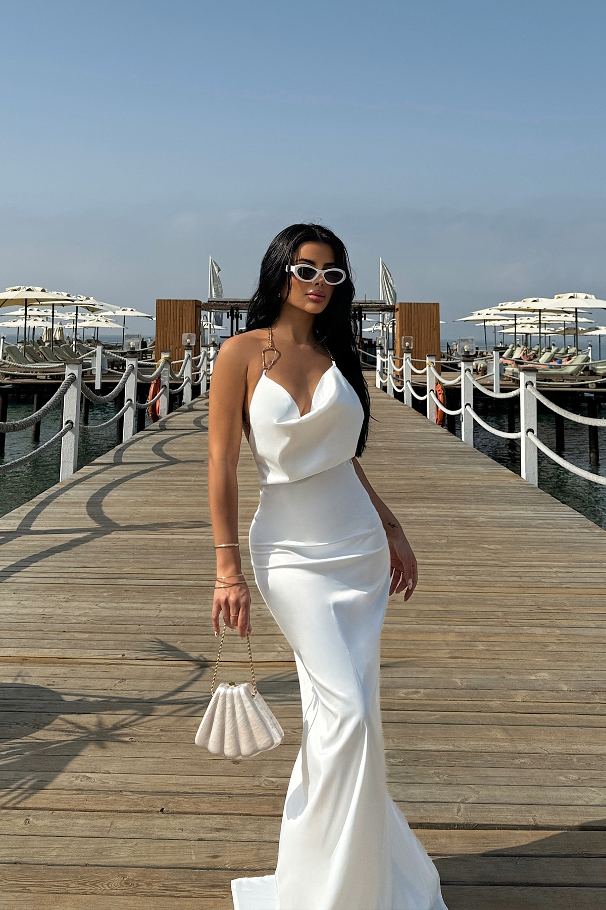 Beyaz Sofia Elbise ATE-1130 - Eyyo