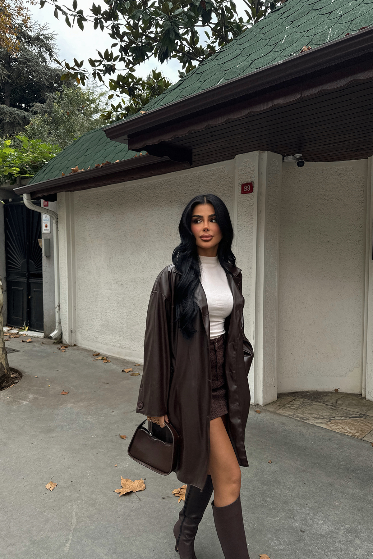 Kahverengi Drowe Deri Trenç ATE-1928 - Eyyo